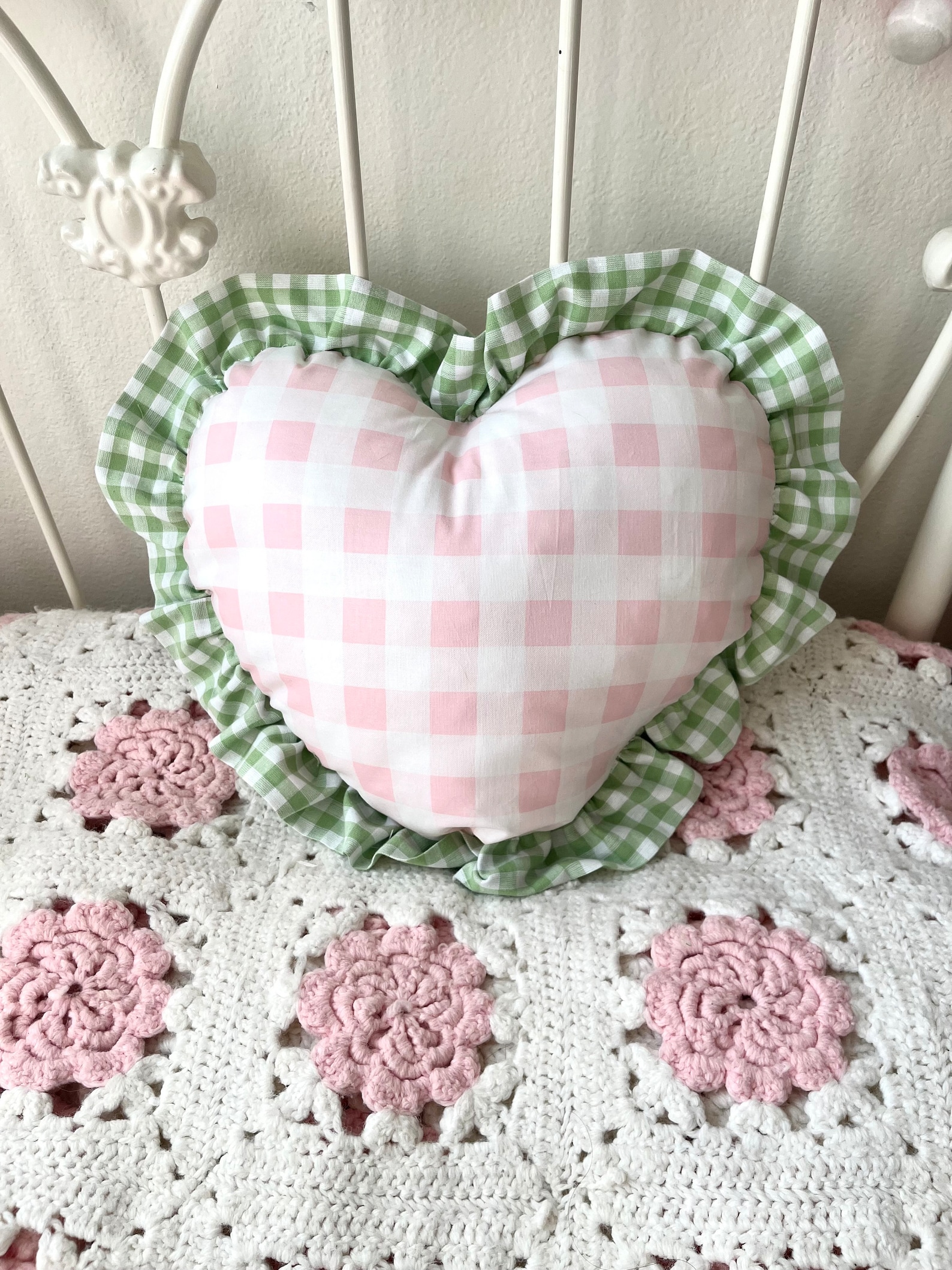 Gingham Heart-shaped Pillow - Etsy