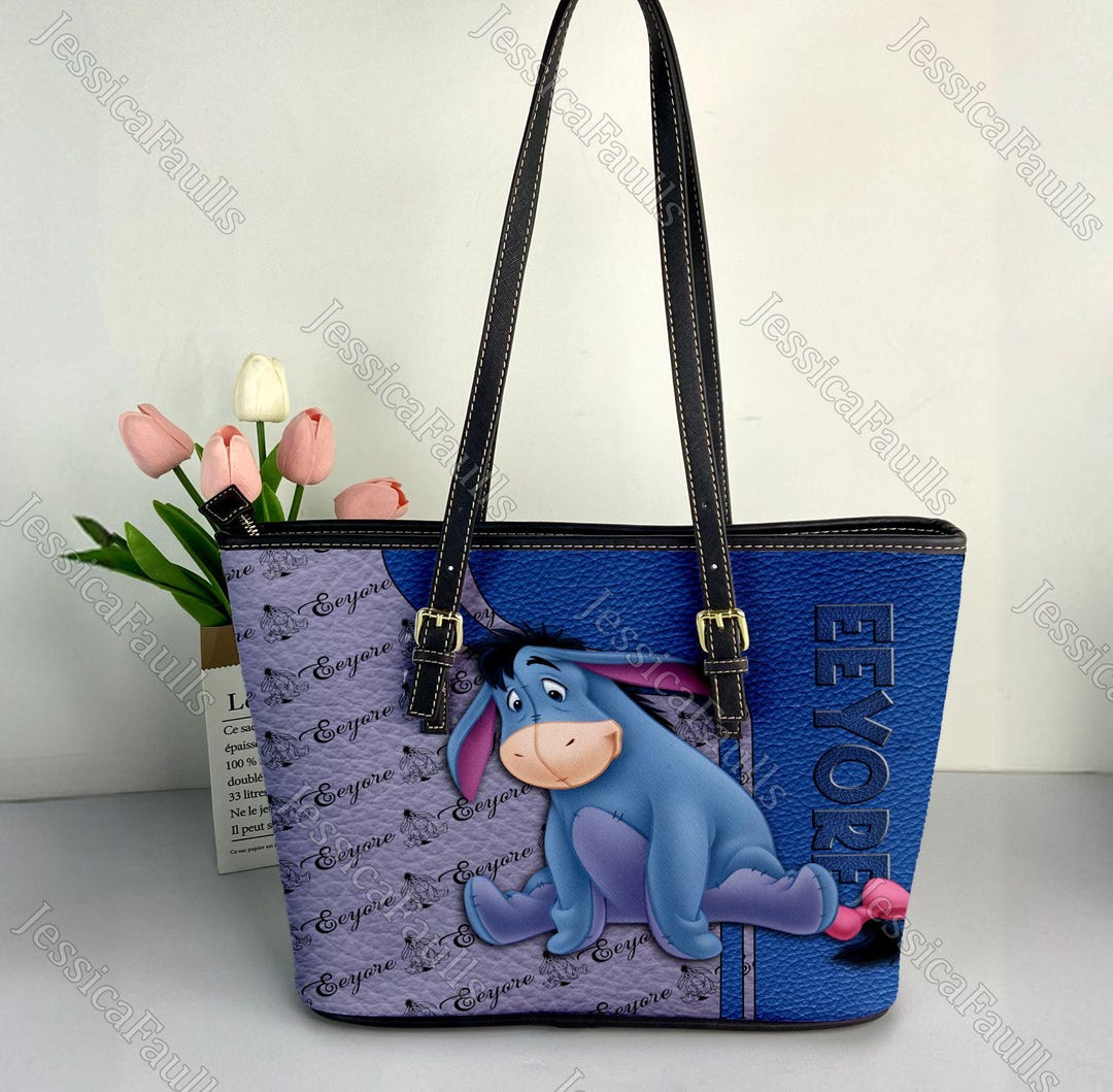 Eeyore Winnie the Pooh Personalized Leather Tote Bag, Eeyore Woman Tote ...