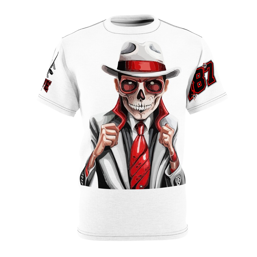187 LIFE Mob Skeleton Red Tie T-shirt Black Stitching - Etsy