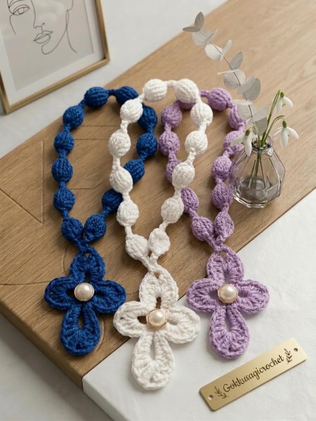 Crochet Cross Rosary Pattern, DIY Prayer Beads Tutorial, Religious Car ...
