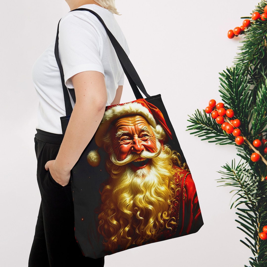 Happy Santa Tote Bag Merry Christmas Tote Bag Santa Claus is - Etsy