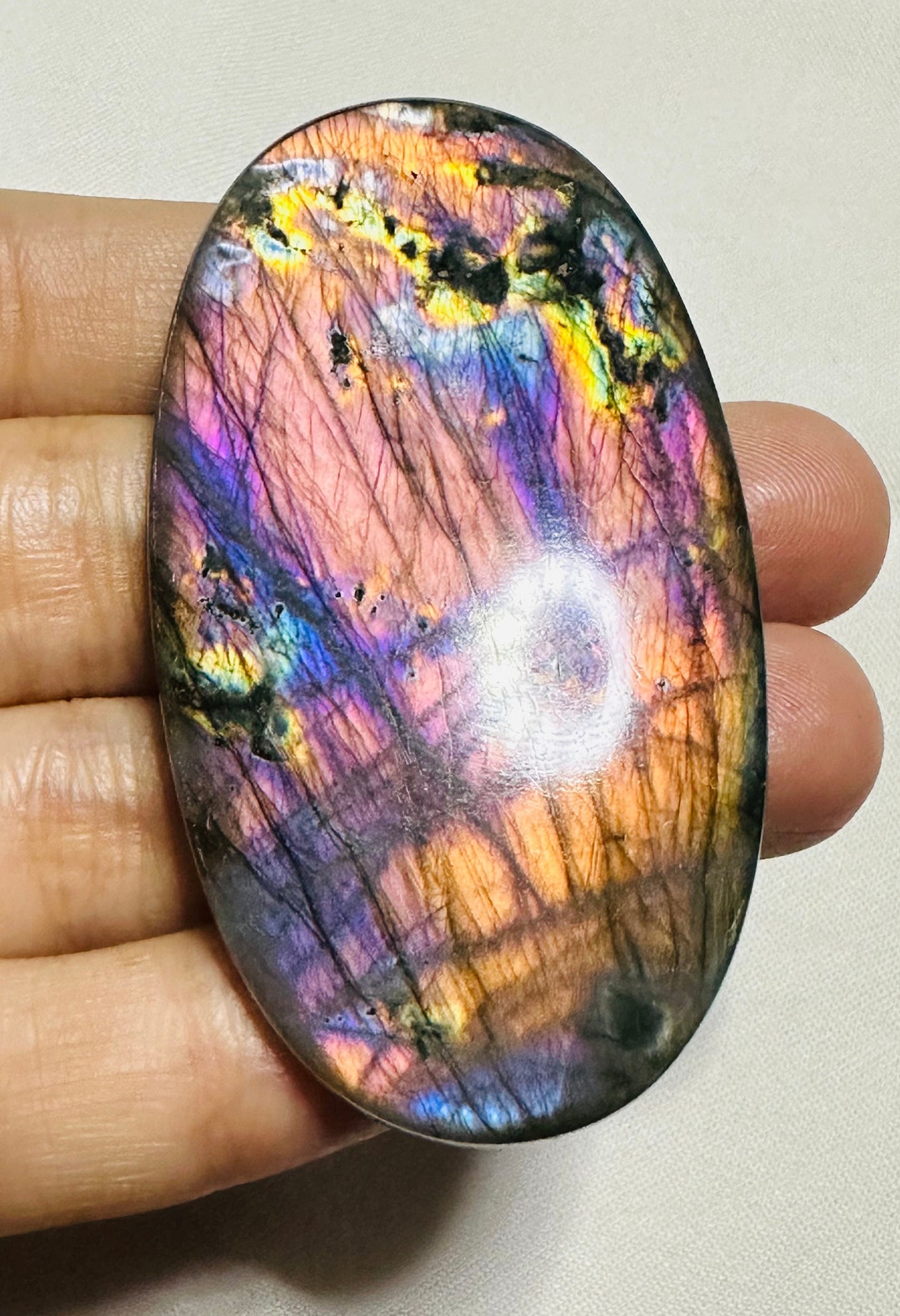 Beautiful Unique Flashy Rainbow Multi Purple Spectrolite Cabochon ...