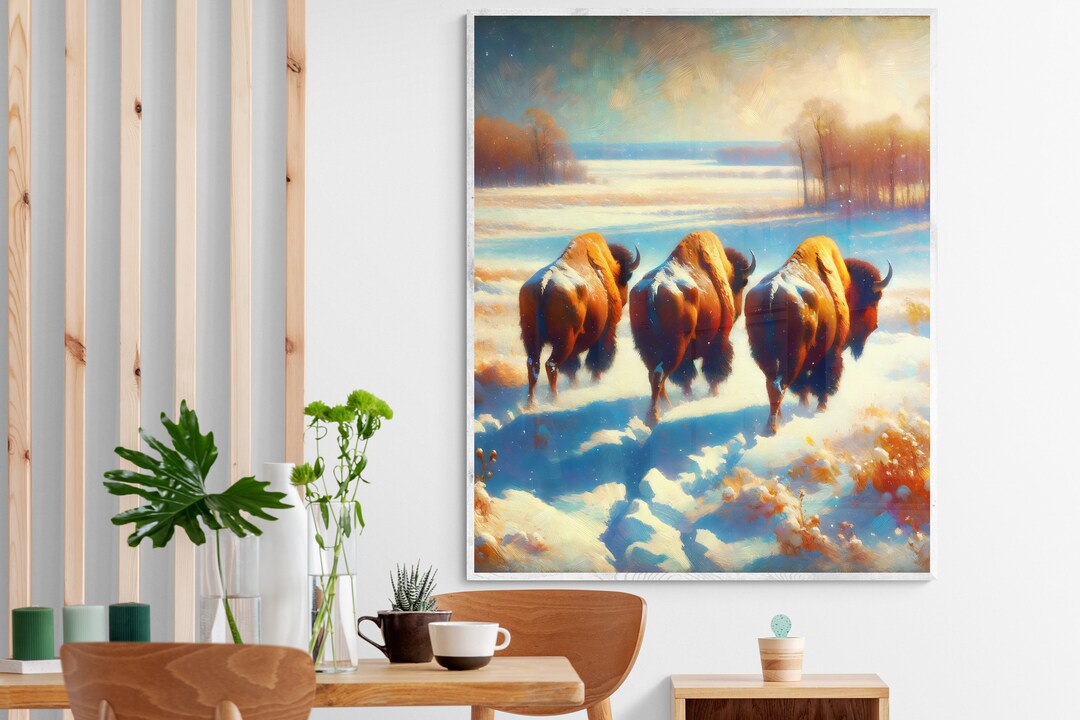 Buffalo Art Print Large Buffalo Wall Art Bison Art Wall Decor Buffalo ...