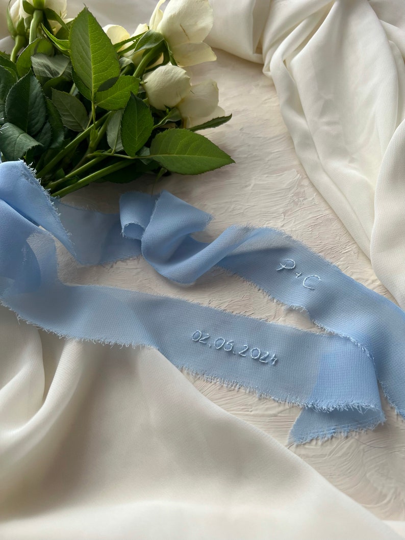Personalised Wedding Bouquet Ribbon, Wedding Keepsake Chiffon Ribbon ...