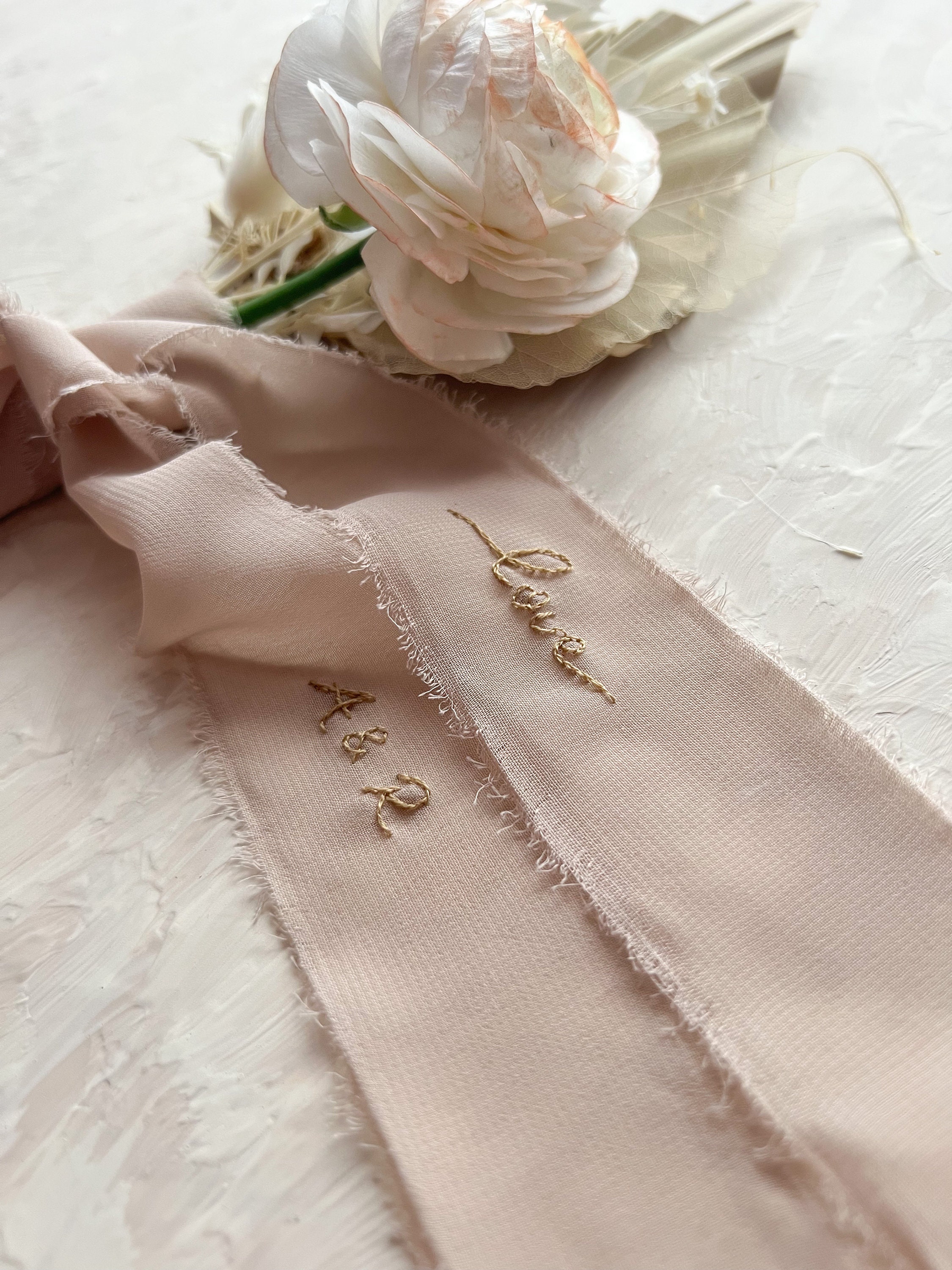 Personalised Wedding Bouquet Ribbon, Wedding Keepsake Chiffon Ribbon ...