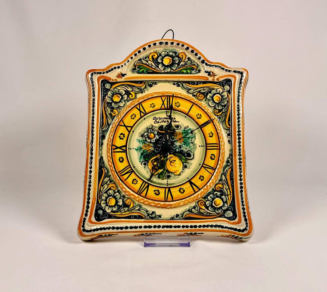 Italian Ceramic Wall Clock Art Ceramics Hand Painted. - Etsy
