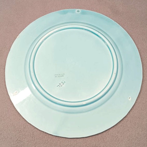 Vintage Majolica Birds Plate Robins Egg Blue Purple Grapes Germany Tin ...