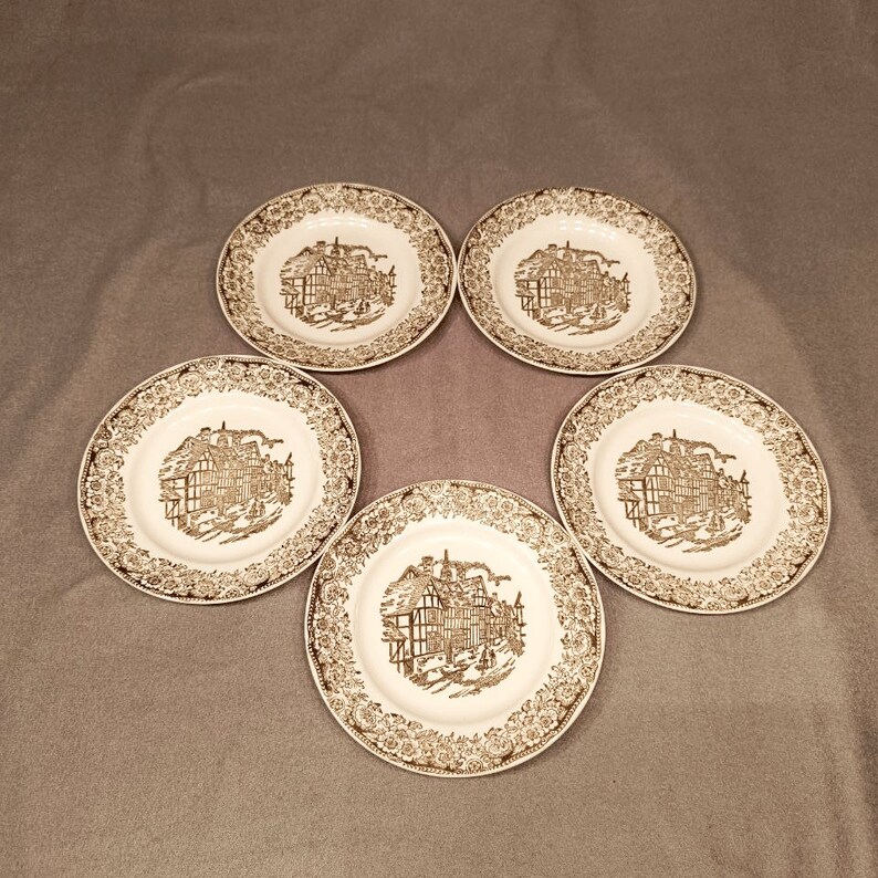 Vintage Tudor Village Side Plates by Broadhurst Ironstone Staffordshire ...