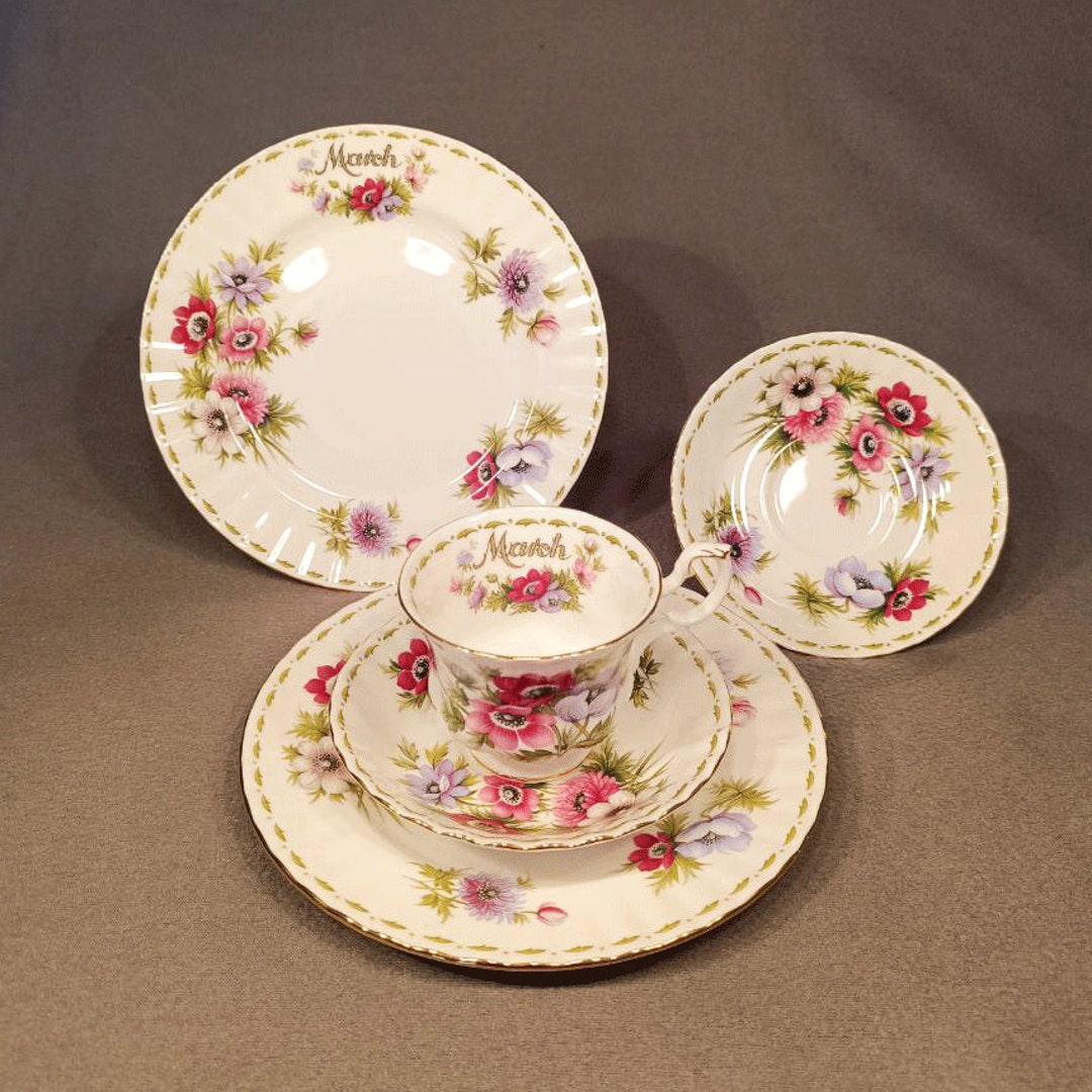 Royal Albert March Flower Tea Cup Trio, Vintage Bone China - Etsy