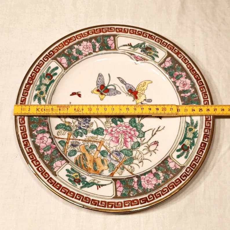 Beautiful Large Chinese Decorative Plate With Butterflies and Flowers ...