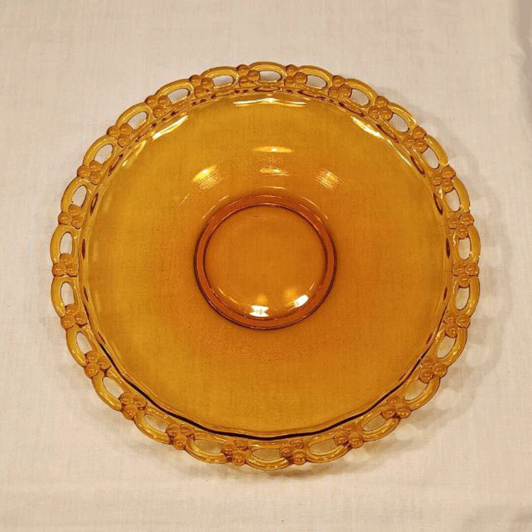 Antique Czech Art Deco Glass Tray, Josef Inwald Amber Lace, 1930s (15 ...