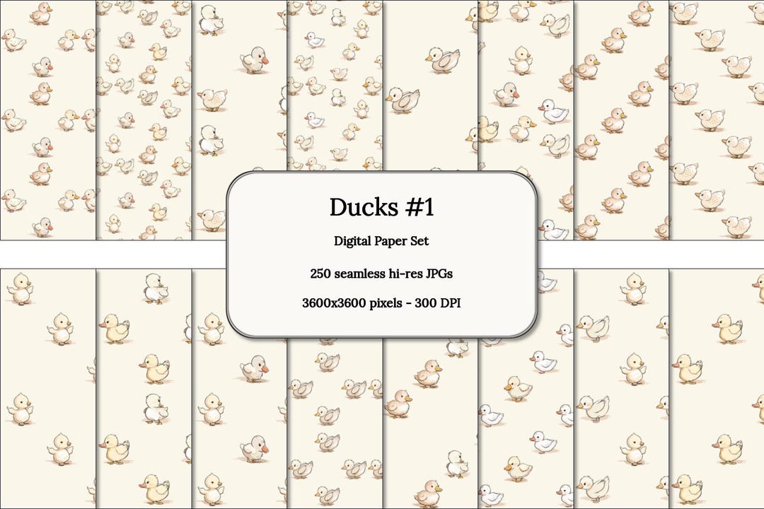 250 Seamless Digital Patterns of Ducks #1, 12"x12", Digital Papers ...