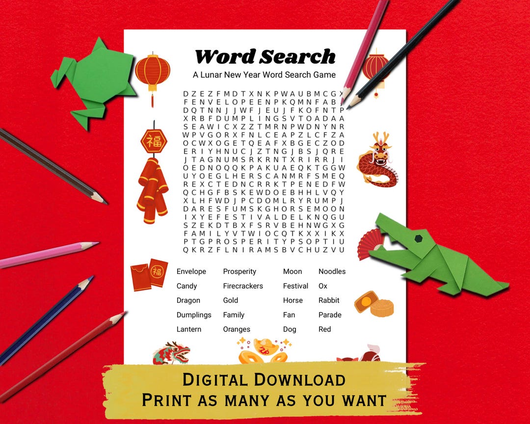 Lunar New Year Word Search Game | Chinese New Year Party Activity ...
