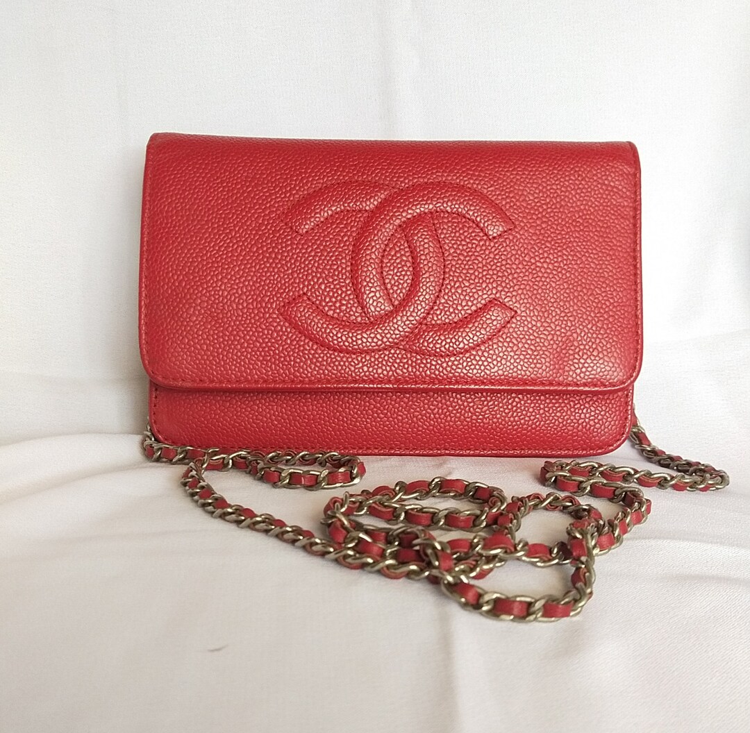 Vintage Red Chanel WOC Crossbody - Etsy