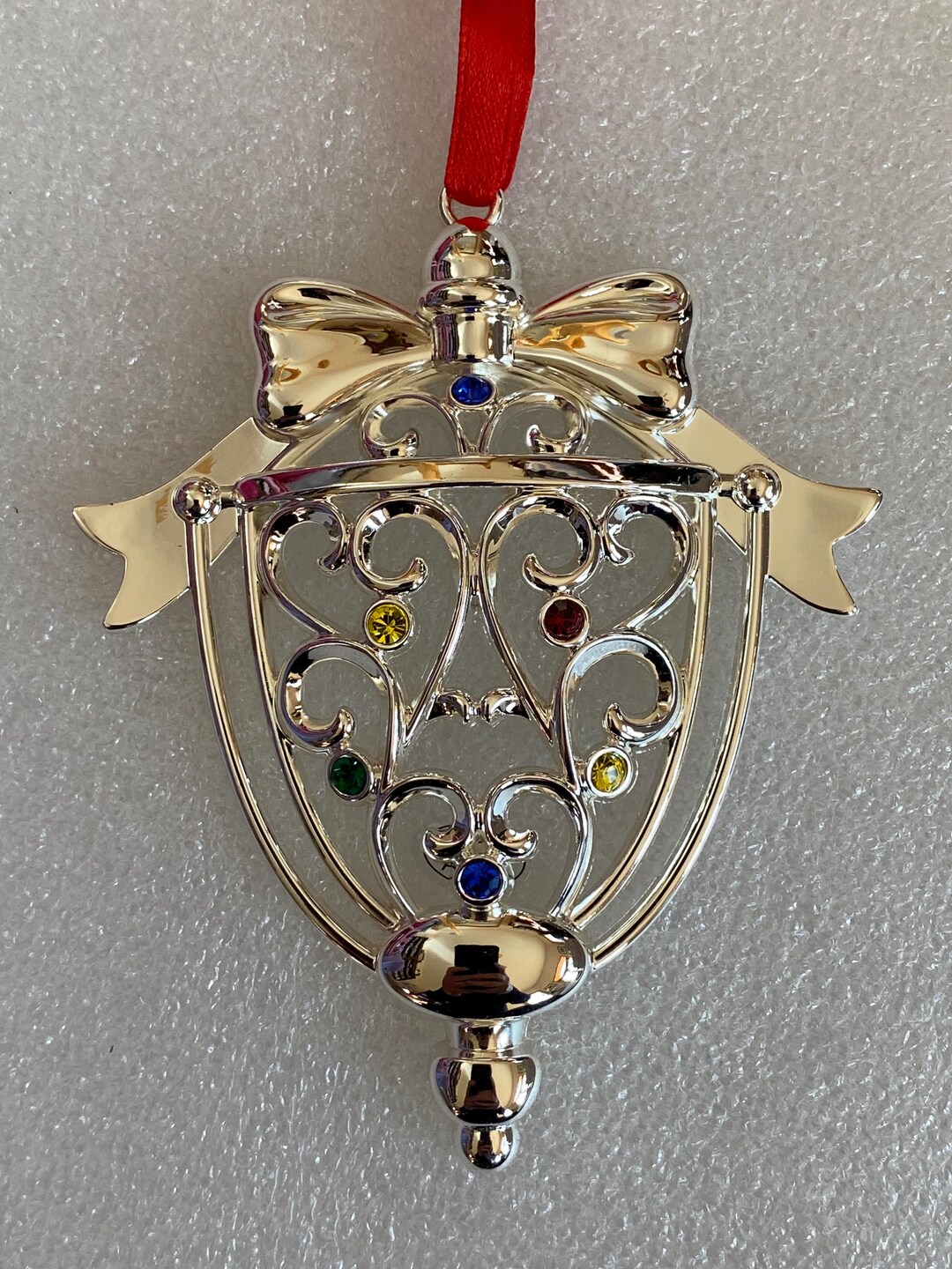 Lenox Sparkle and Scroll Door Knocker Multi Colored Crystal Silverplate ...