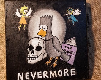 The Simpsons Original Acrylic Preppy Pop Art Painting, Stretched Canvas ...