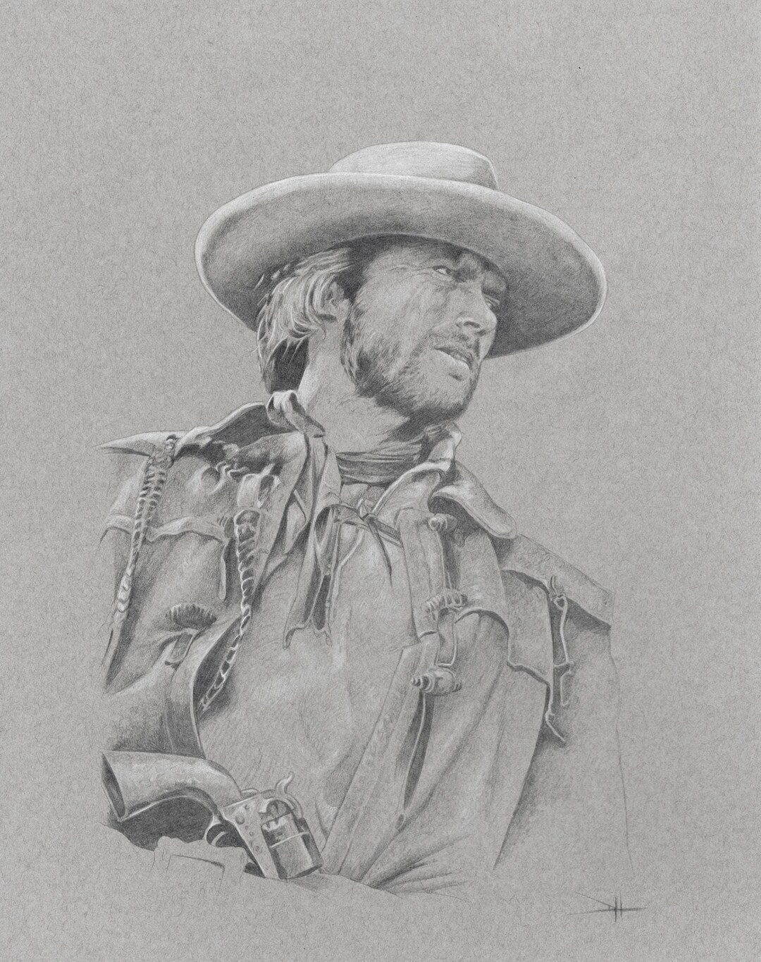 Clint Eastwood C Pencil Portrait - Etsy
