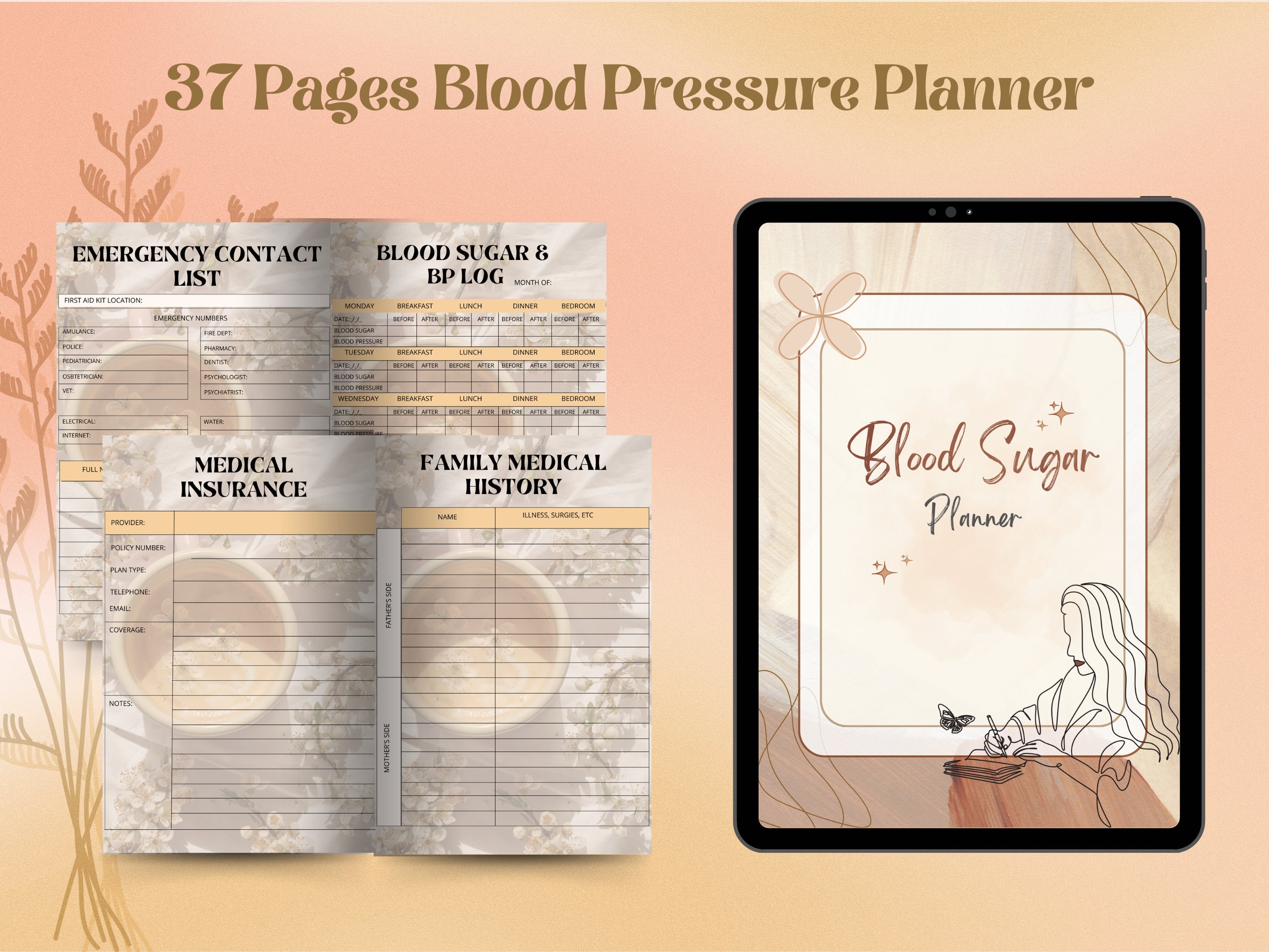 Blood Pressure Log Printable High Blood Pressure Tracker Template ...