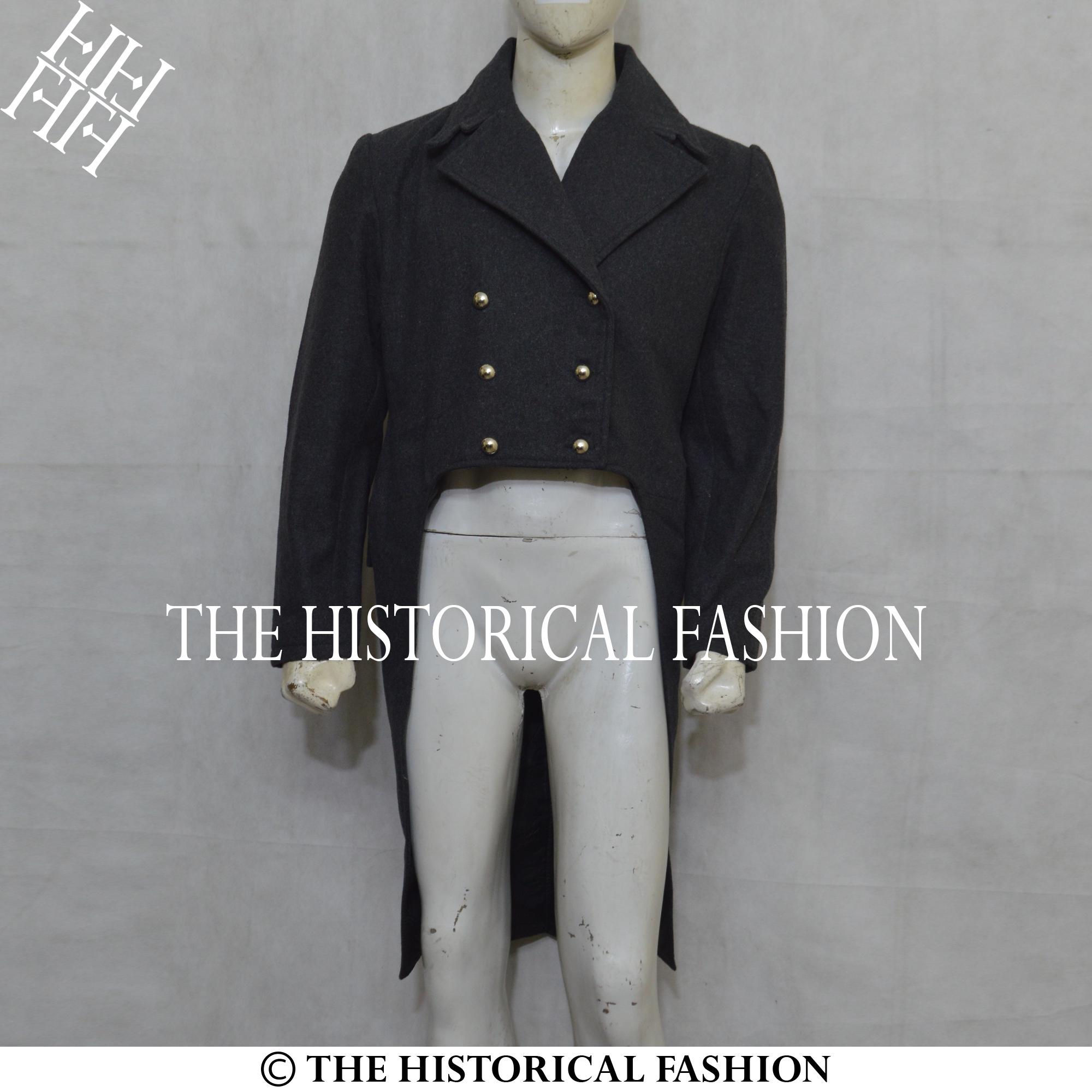 New Men Dark Grey Wool Colin Bridgerton Tailcoat, Regency Tailcoat ...