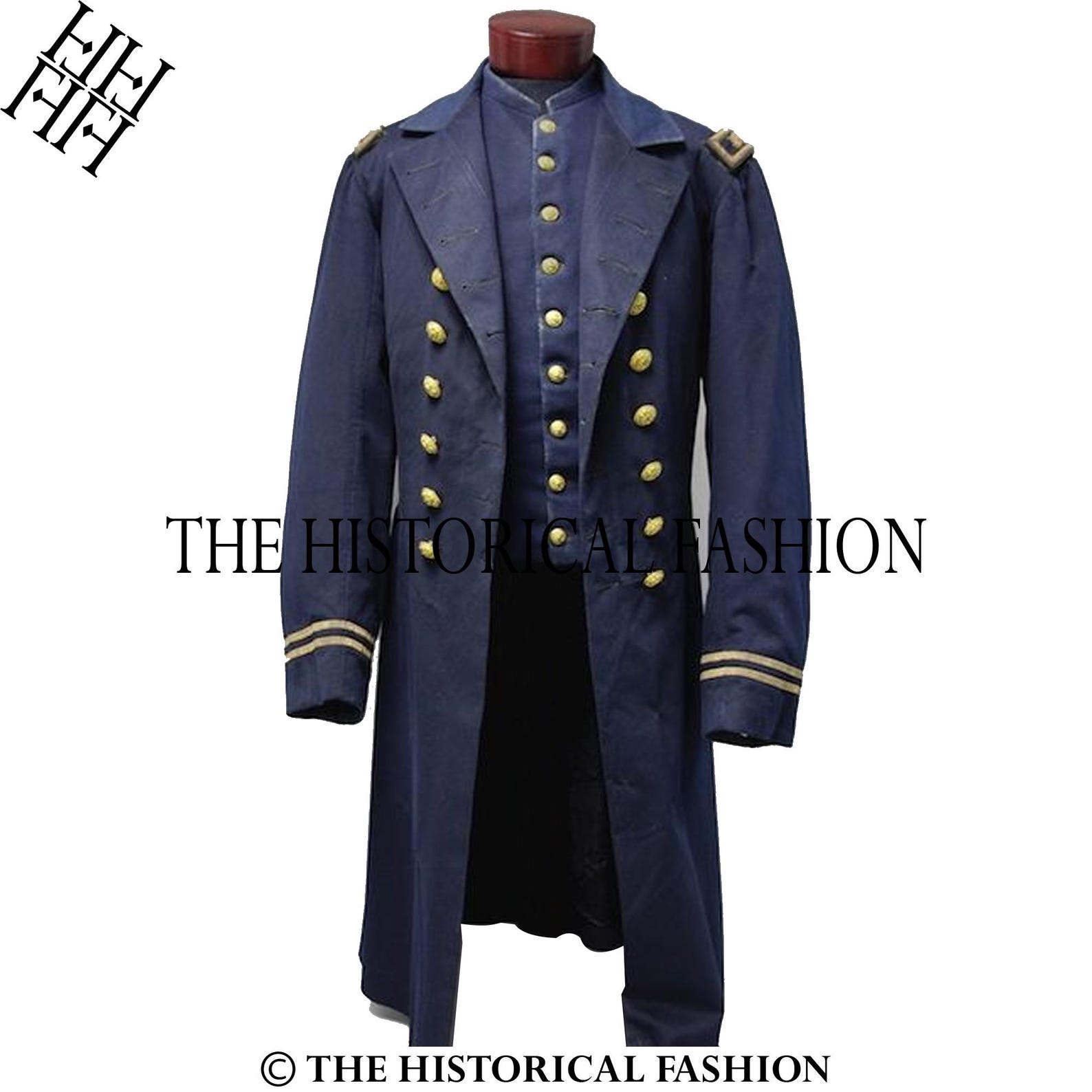 Men's Blue Wool Civil War Navy Frock Coat: 18th Century British Uniform ...