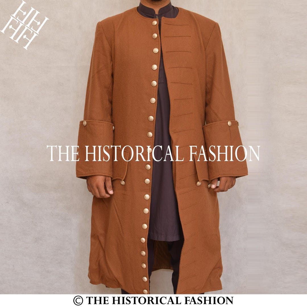 Men's Brown Wool Frock Coat: 17th Century Military Style - Etsy