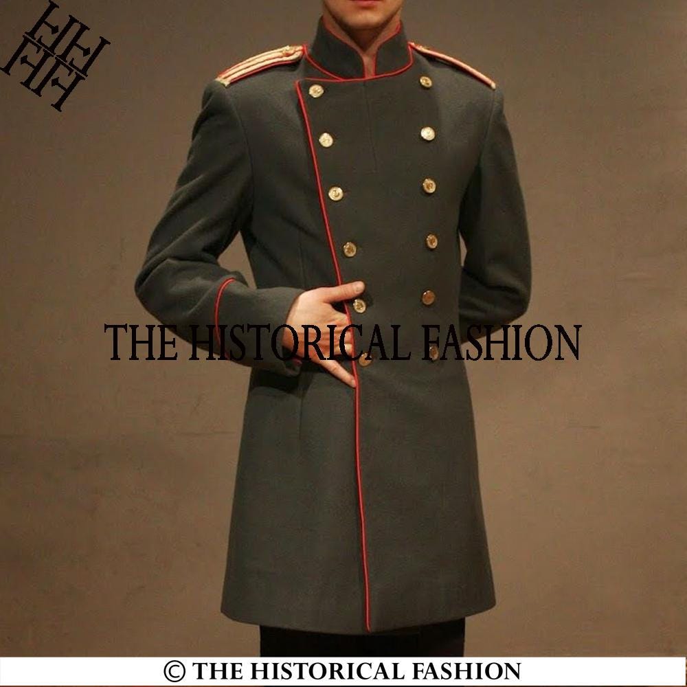 Imperial Military Greatcoat, General Officer Overcoat, Olive Green Wool ...