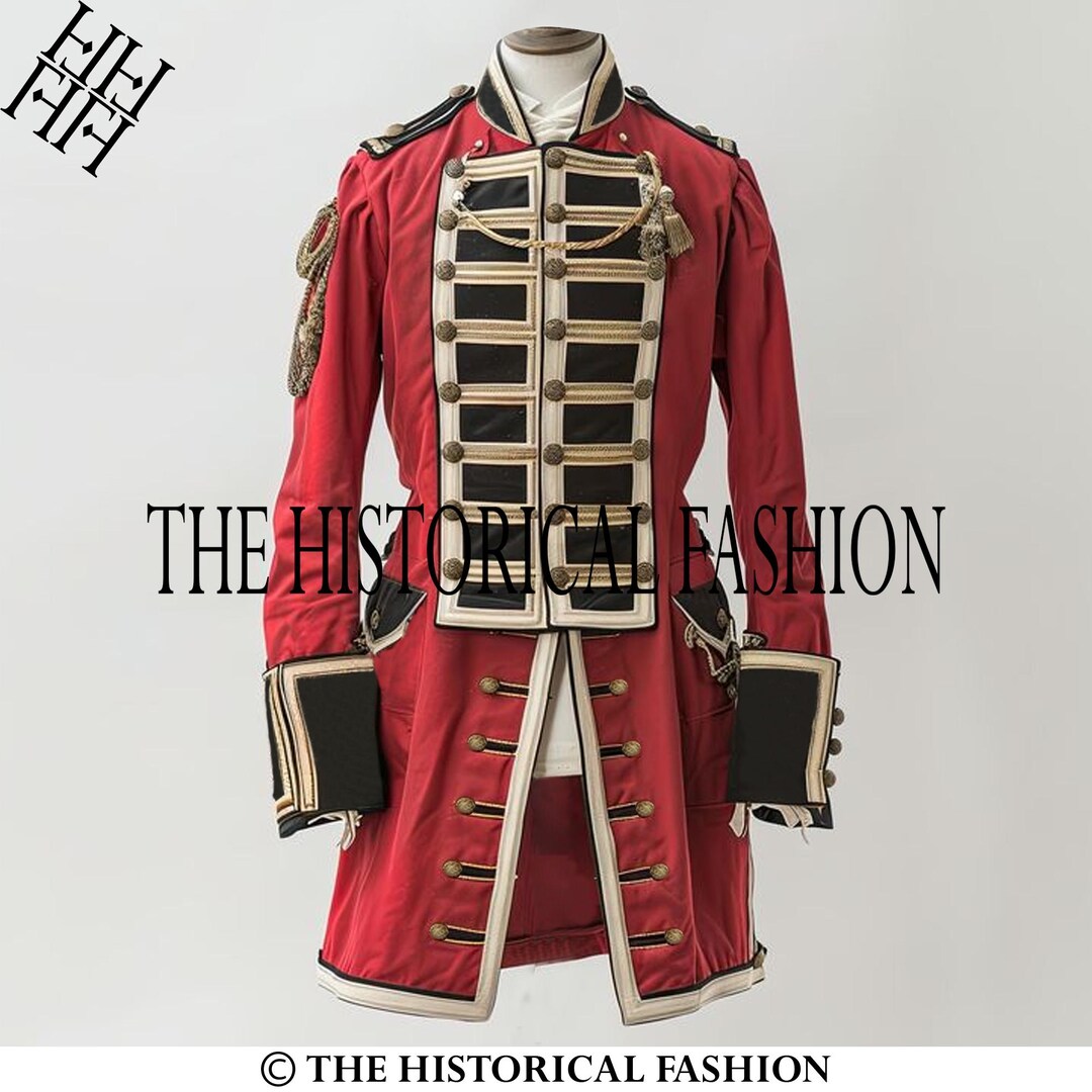 Red Wool Napoleon Guard Jacket: 18th Century Military Frock Coat - Etsy