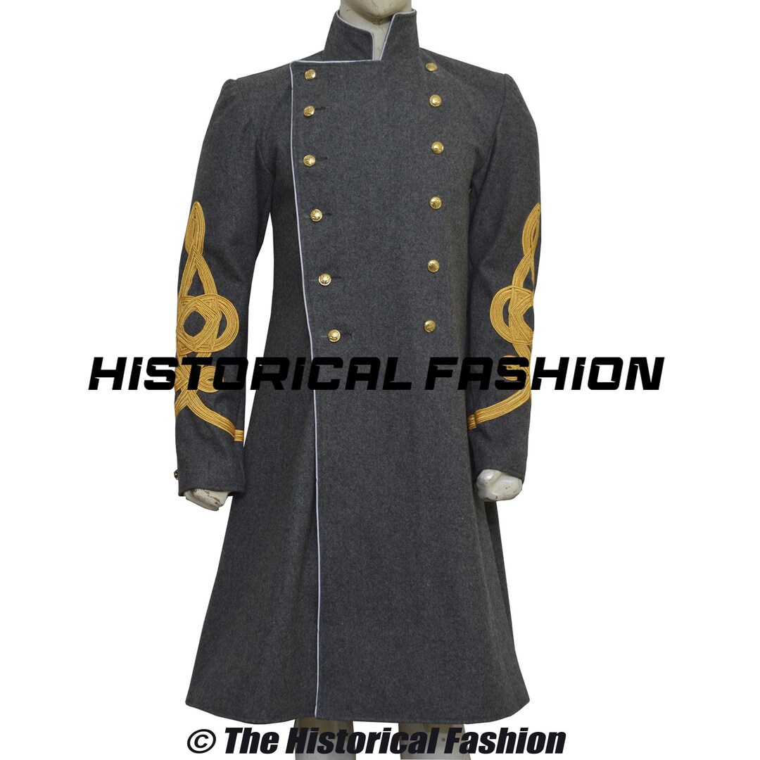 Men's Grey Wool Civil War Frock Coat, Colonel's Regulation Jacket - Etsy