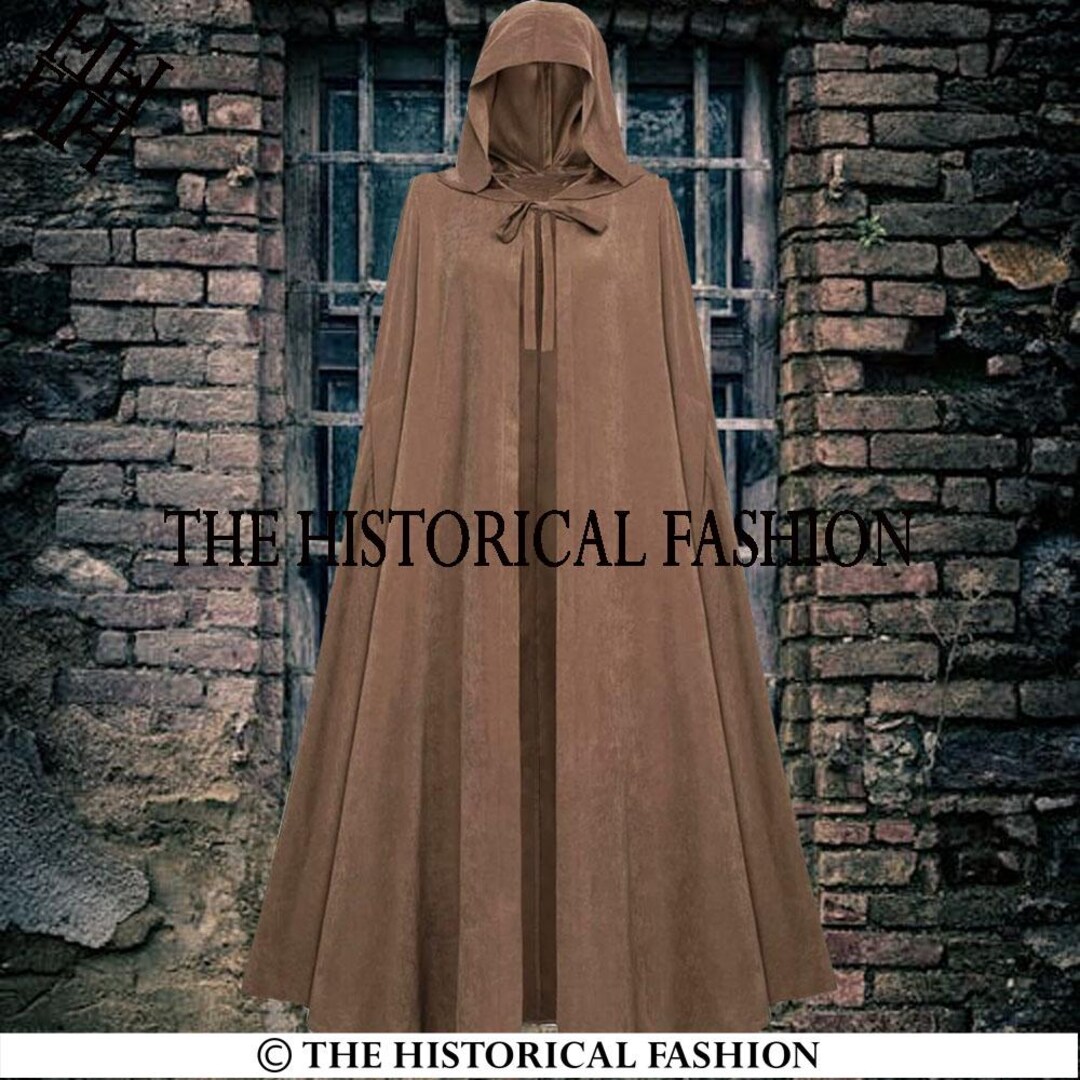Historical Wool Cape Medieval Brown Hooded Cloak | Renaissance Fantasy ...