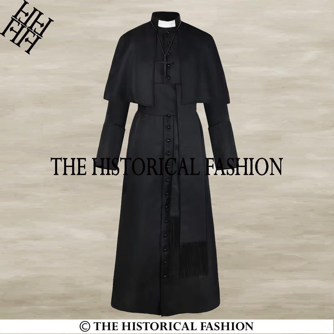 Men's Black Wool Roman Cassock - Medieval Clergy Robe - Etsy