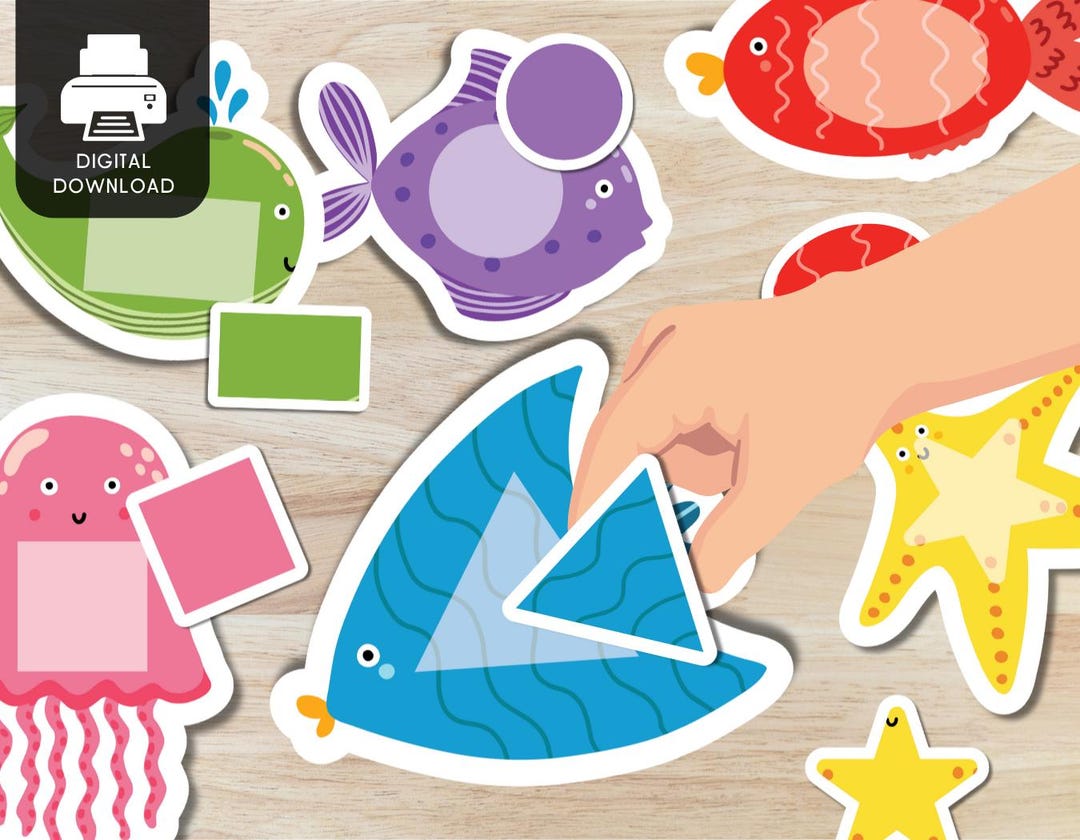 Under the Sea Shape Matching Busy Book Printable Activity Digital ...