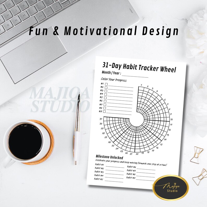 31 Day Habit Tracker Wheel | Daily Tracker PDF | Goal Tracker, Daily ...