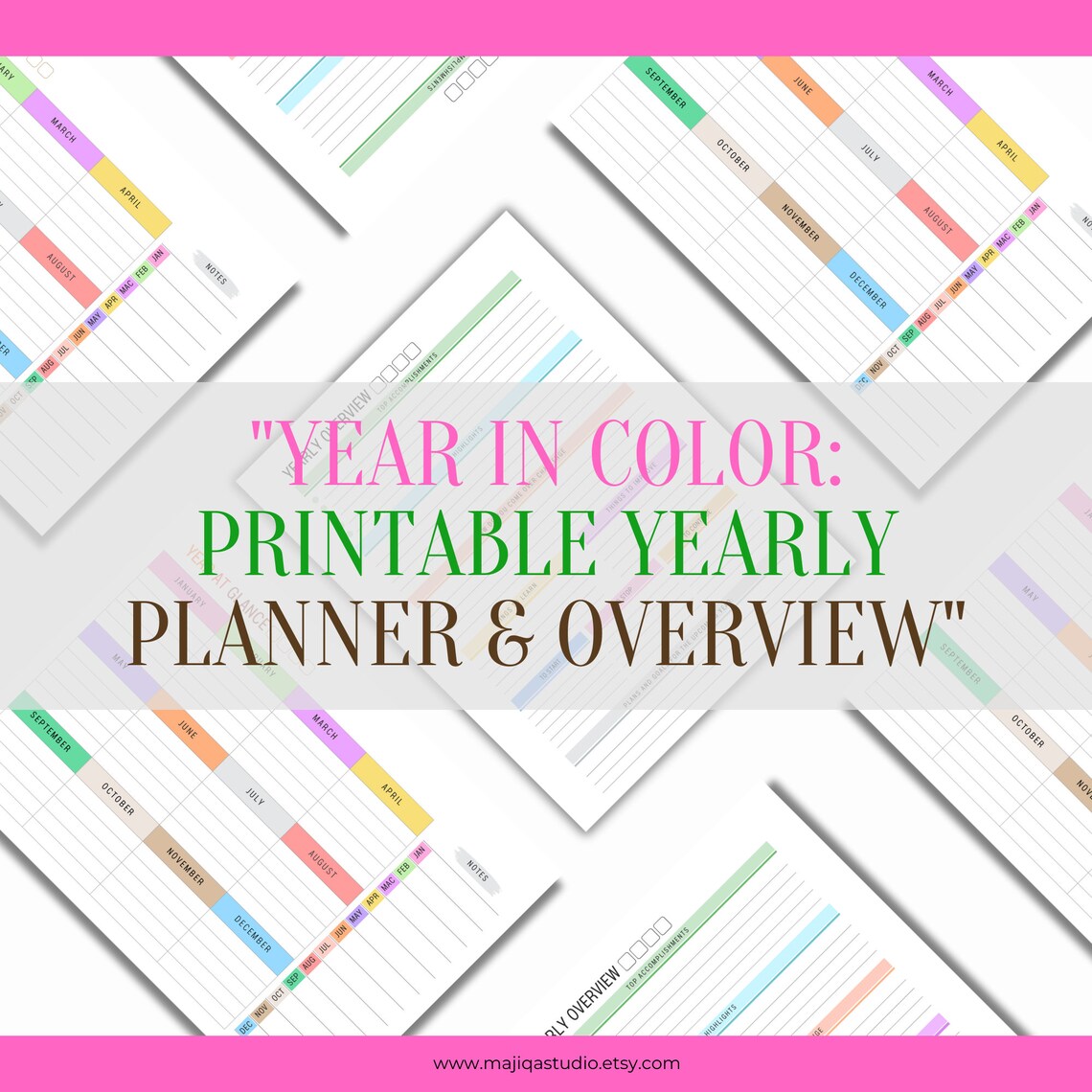 Minimalist Yearly Planner Printable Calendar Blank and Undated Yearly ...