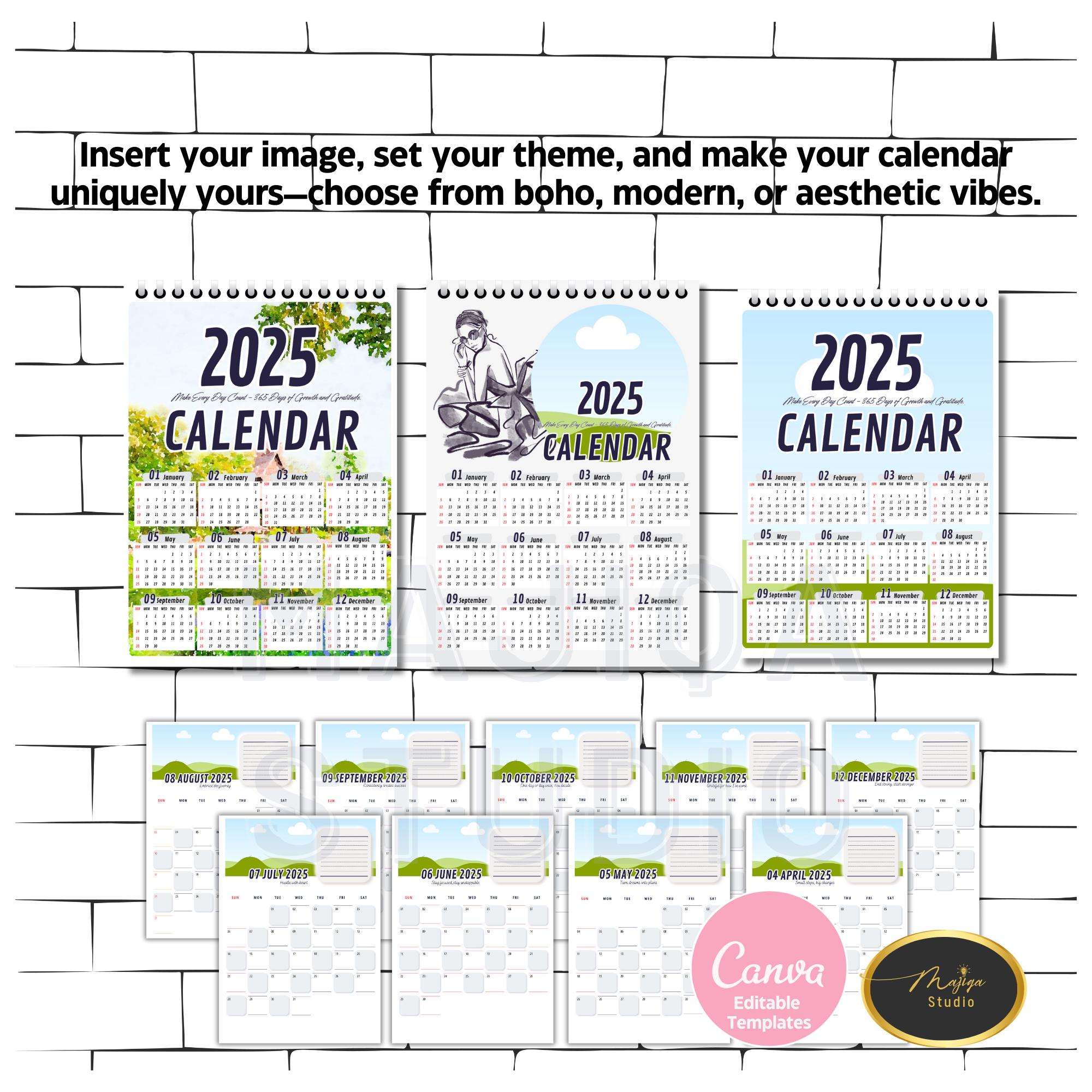 2025 Editable Calendar Template: Custom Printable Canva Pages (digital ...