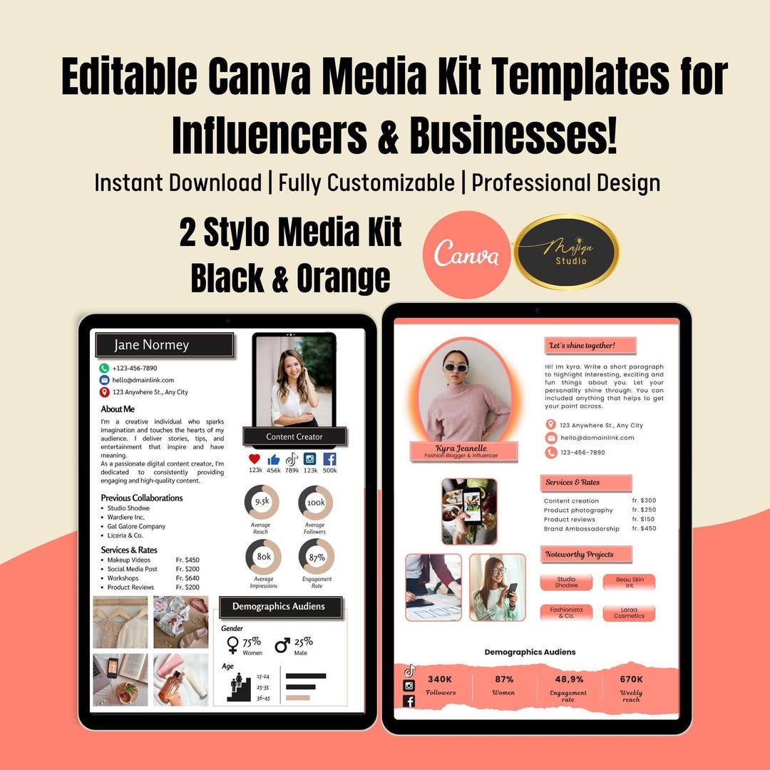 Editable Canva Media Kit Templates for Influencers and Businesses ...
