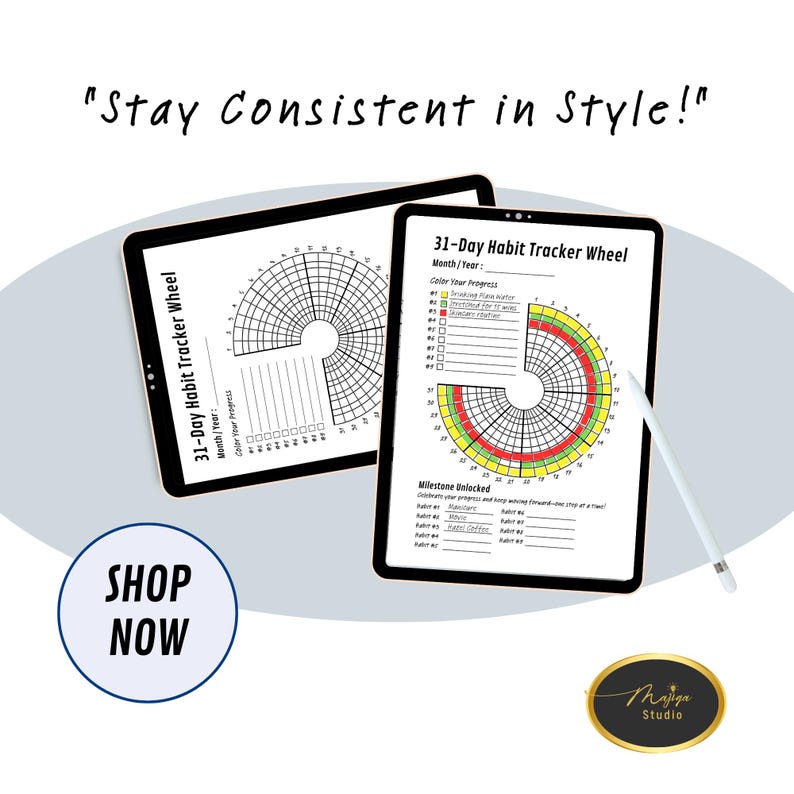 31 Day Habit Tracker Wheel | Daily Tracker PDF | Goal Tracker, Daily ...