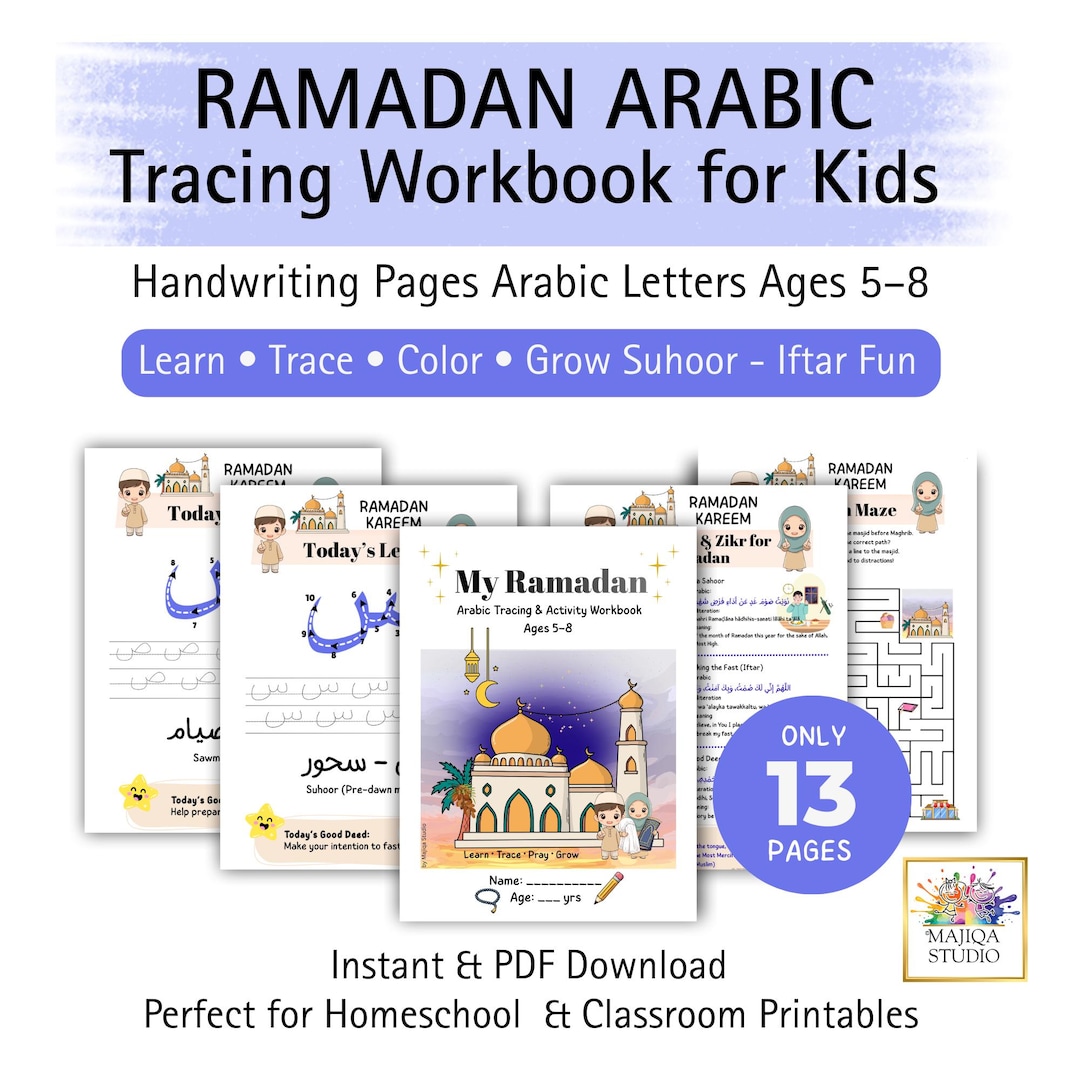 Ramadan Arabic Tracing Workbook for Kids Ages 5–8 | Printable ...