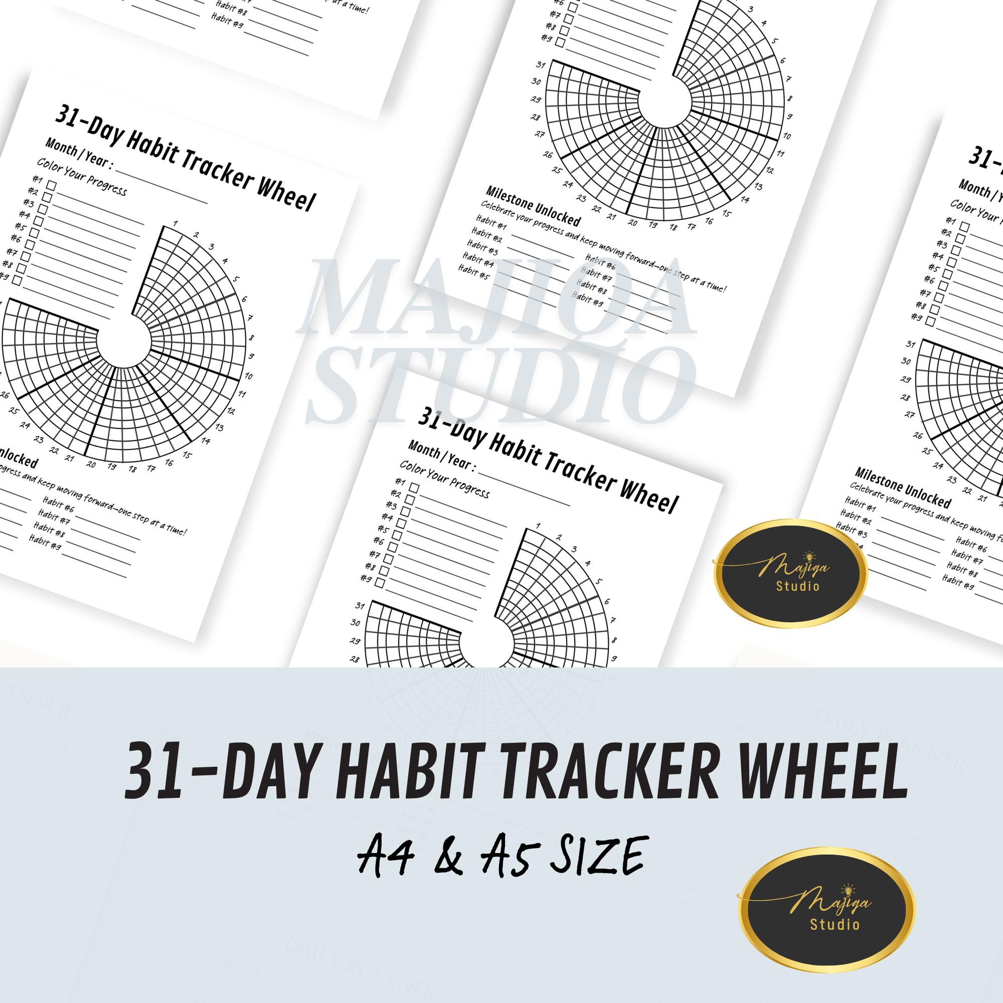31 Day Habit Tracker Wheel | Daily Tracker PDF | Goal Tracker, Daily ...
