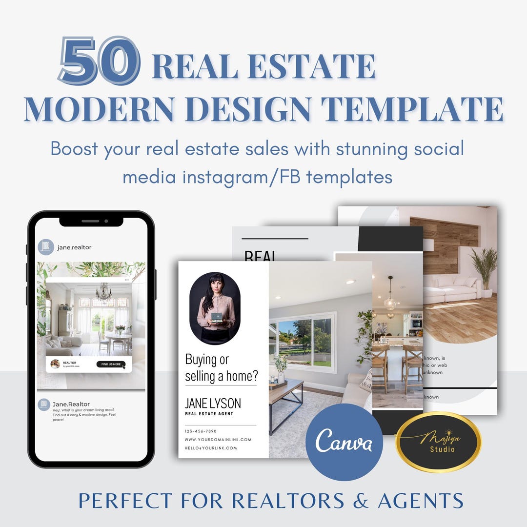 50 Editable Canva Real Estate Templates Social Media Designs for ...