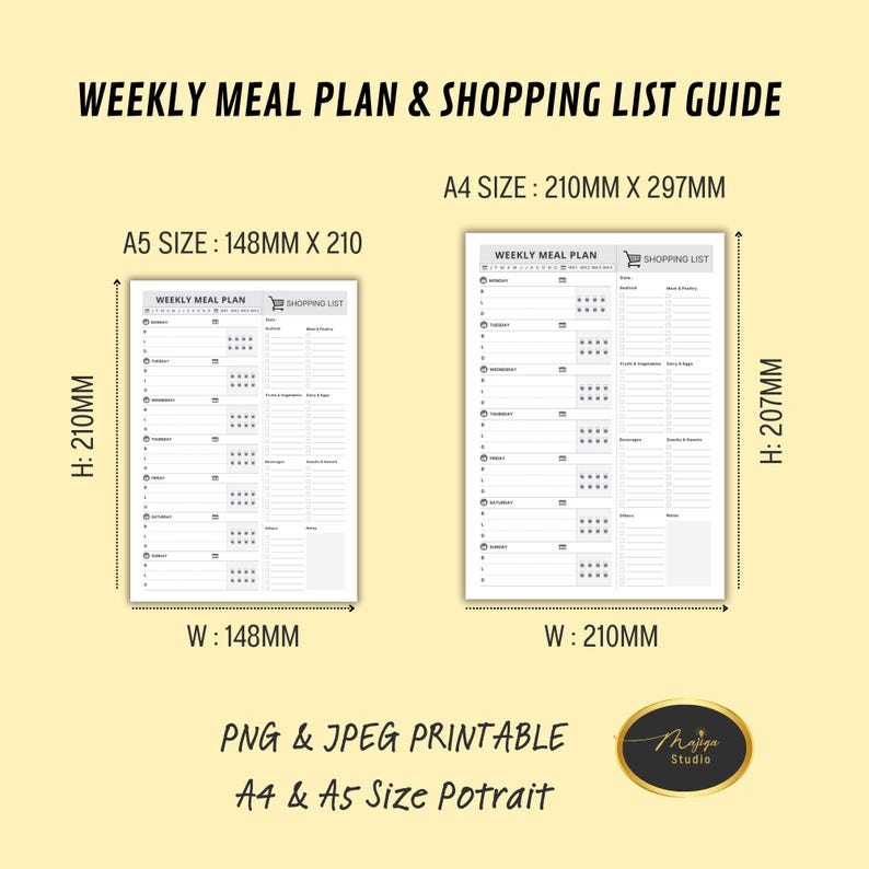 Weekly Meal Planner Printable Template | 7-day Menu Plan With Grocery ...