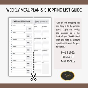 Weekly Meal Planner With Grocery List Printable Template, 7 Day Menu ...