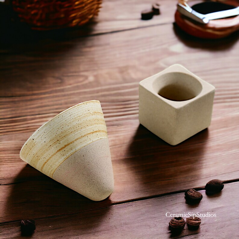 100ml Triangular Ceramic Coffee Mug: Sleek Porcelain Cup for Latte ...