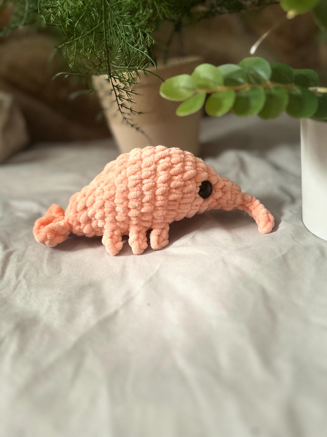 Crochet Shrimp Plushie, Soft Polyester Yarn Stuffed Animal - Etsy