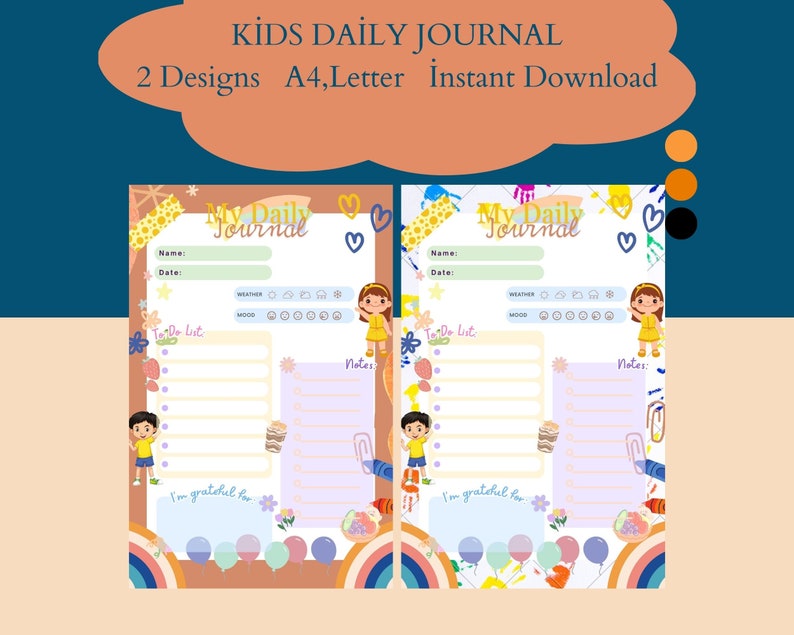 Kids Daily Journal Printable / Journal for Kids / Dairy for - Etsy