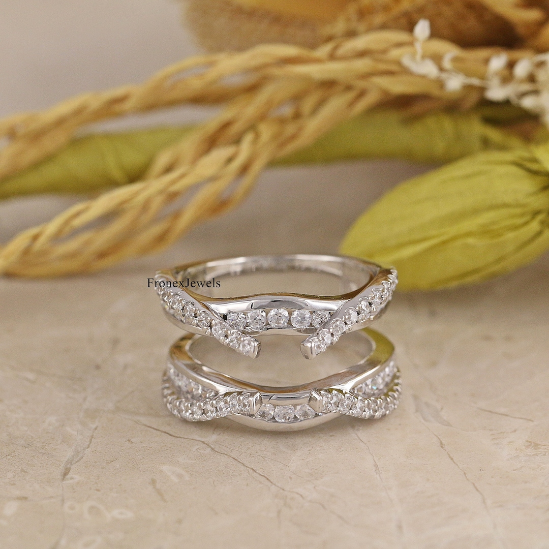 Enhancer Ring Jacket/ Channel Set Wrap Guard Ring/ Round Colorless ...