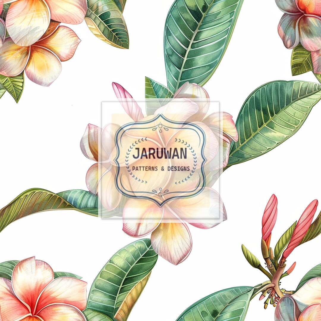 Frangipani Flower 61 Seamless Floral Pattern, Watercolor, Repeat File ...