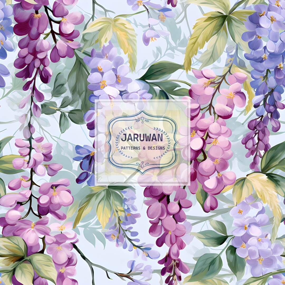 Wisteria Flower 19 Oil Painting Floral Pattern Flowers Seamless Pattern ...