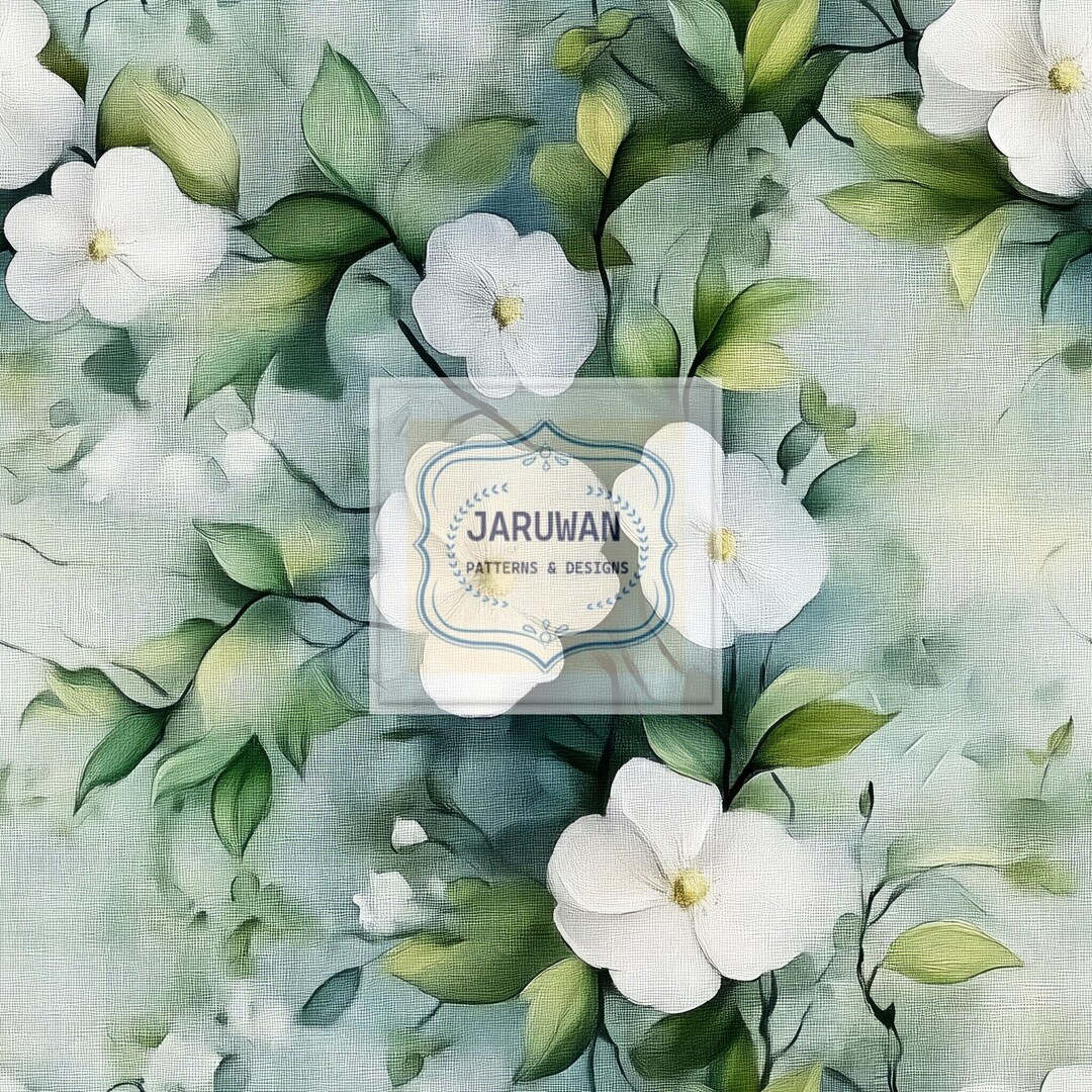 Jasmine Flowers 87 Watercolor, Floral Pattern Flowers, Seamless Pattern, Repeat File for Fabric ...