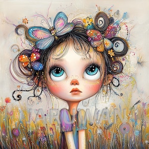 30 Whimsical Girl, Quirky Girl, Fantasy, Cute Doll, Digital Print ...