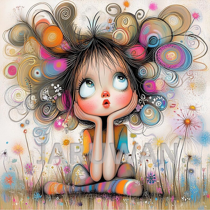 30 Whimsical Girl, Quirky Girl, Fantasy, Cute Doll, Digital Print ...